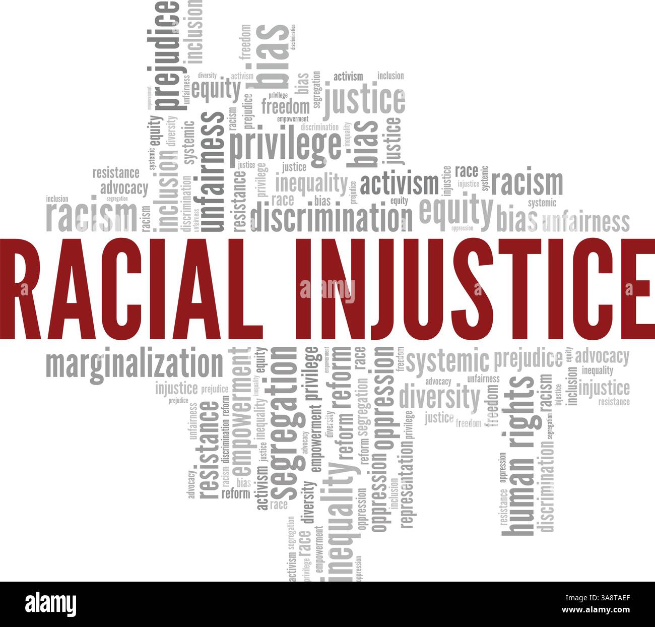 Racial Injustice word cloud conceptual design isolated on white ...