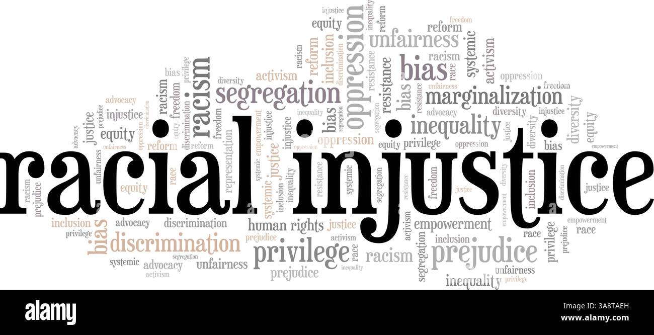 Racial Injustice word cloud conceptual design isolated on white ...