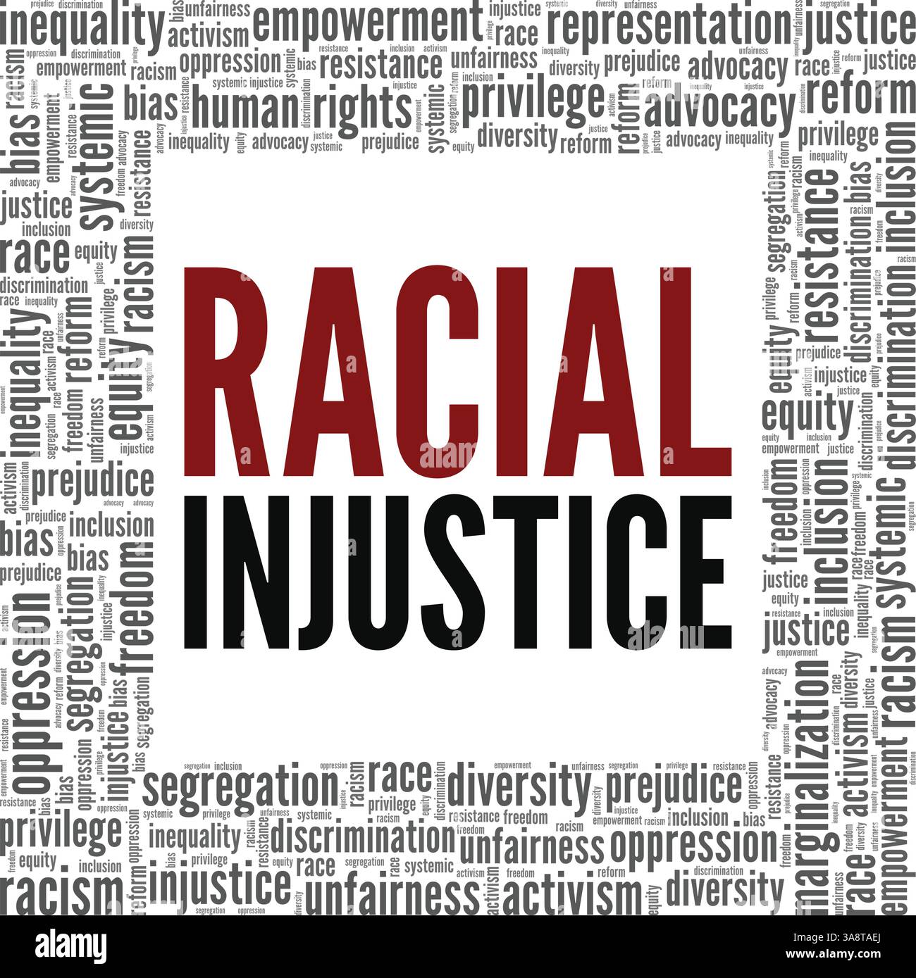 Racial Injustice word cloud conceptual design isolated on white ...