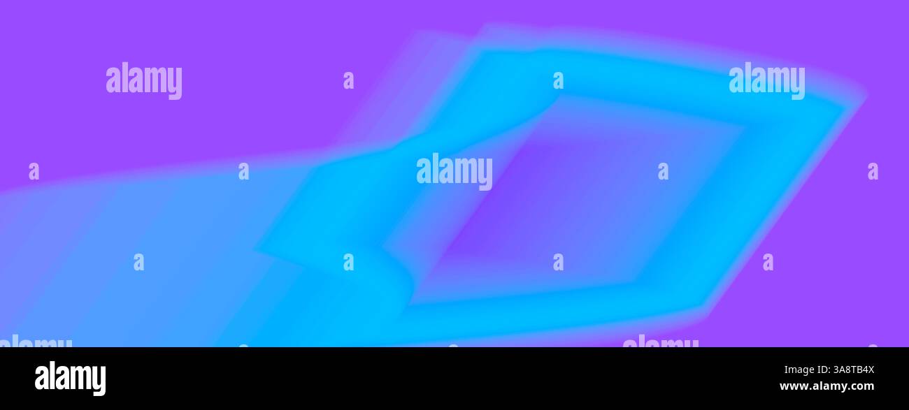 Digital illustration with blurred blue angular form over a vivid purple ...