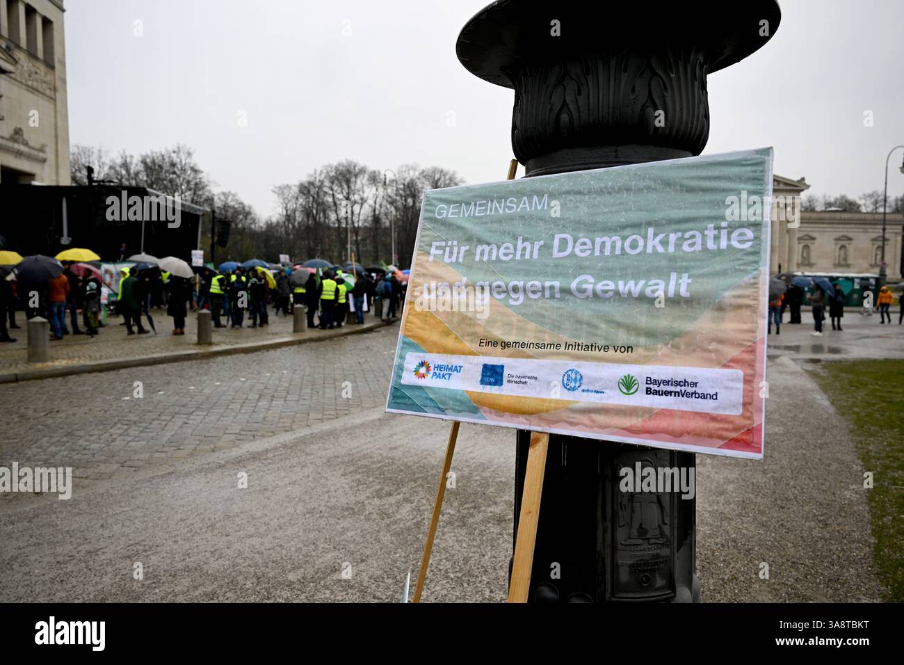 Munich, Germany. 29th Mar, 2025. A sign reading "For more democracy and ...