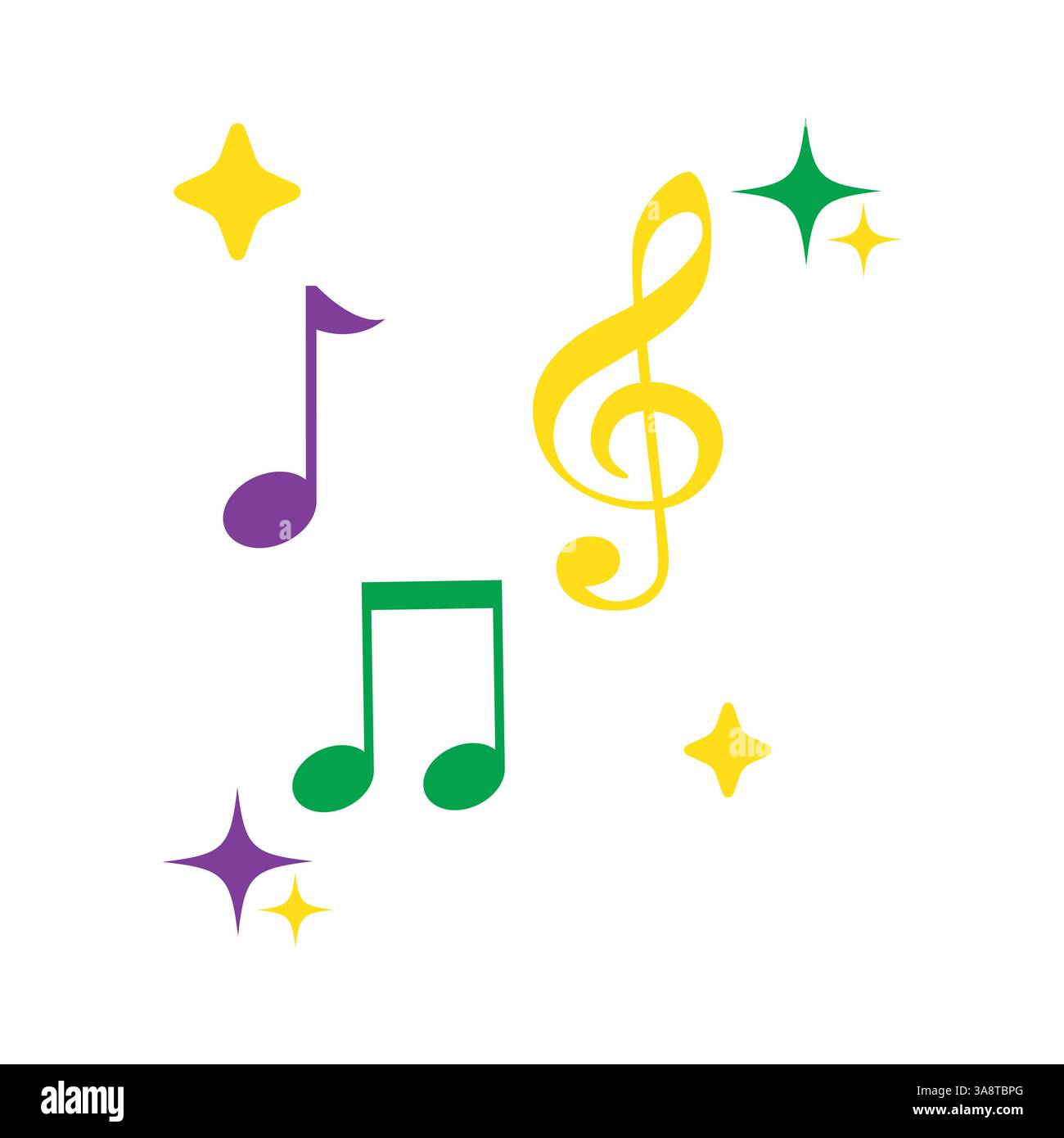 Festive Mardi Gras Musical Notes with Sparkling Accents Stock Vector ...