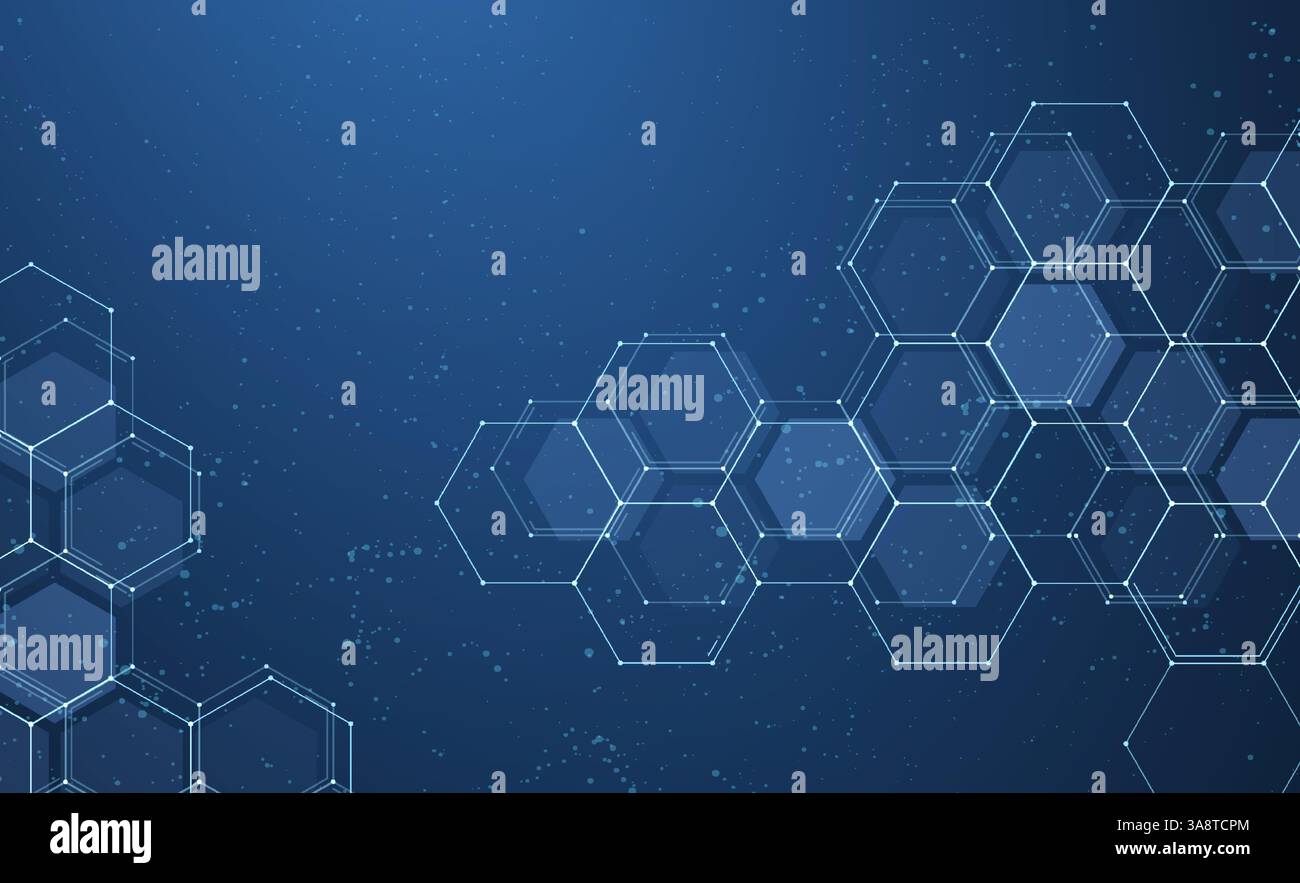 Blue hexagon abstract background. Honeycomb texture, medical technology Stock Vector Image & Art ...