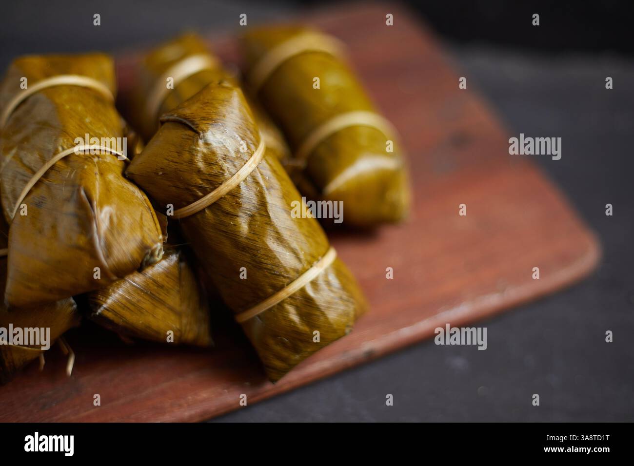 Close up sticky rice with banana (Khao Tom Mat), Thai dessert Stock ...