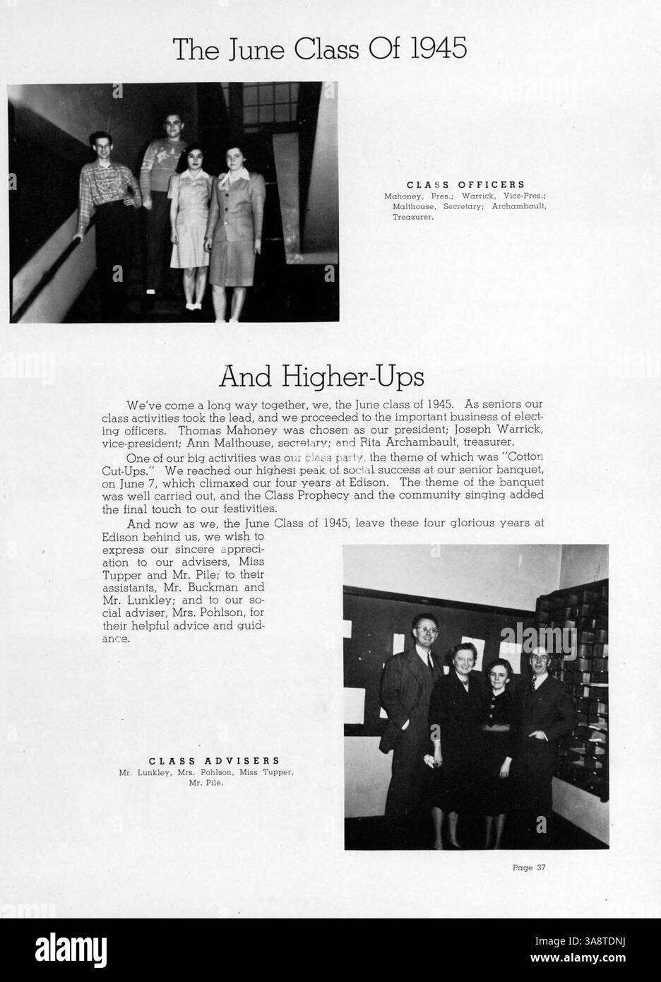 The 1945 'Wizard' yearbook from Edison High School provides a ...