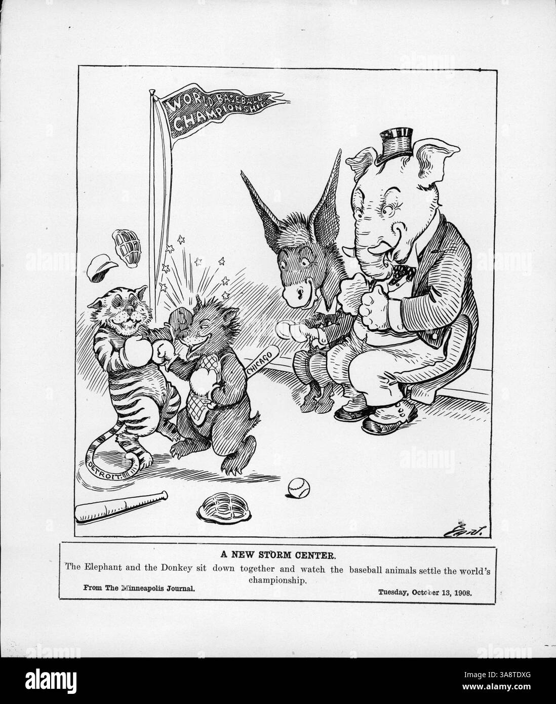 This political cartoon from the 1907 World Series rematch humorously ...