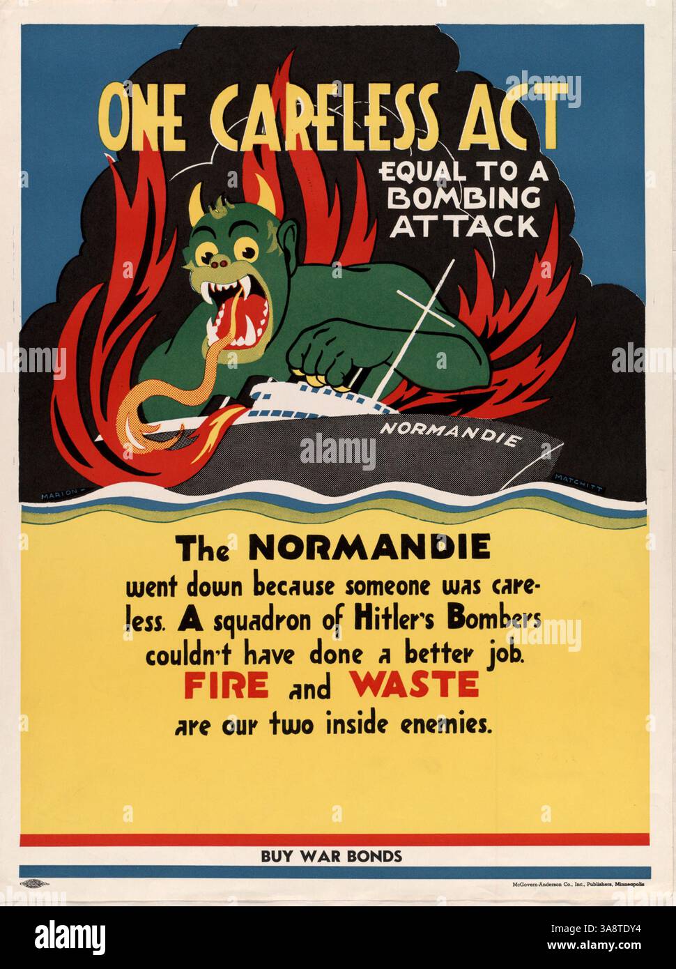 This wartime propaganda poster highlights the destruction caused by ...