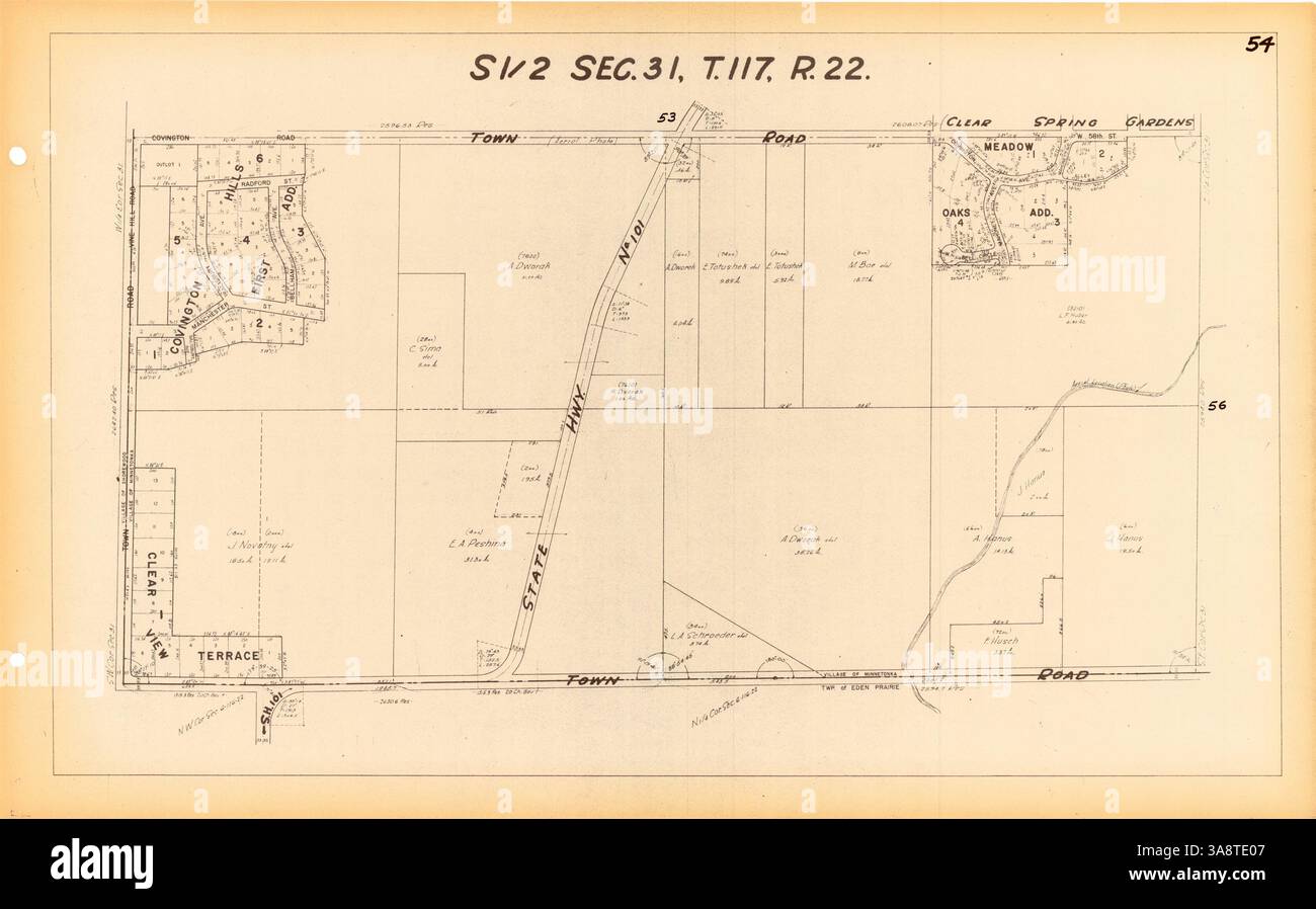 This historical atlas of Minnetonka Village shows property ownership ...