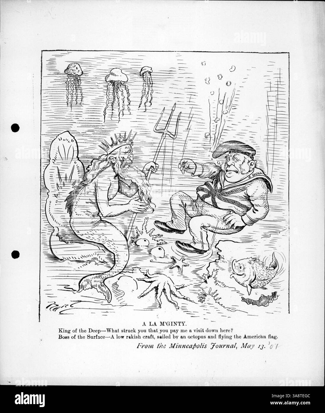 This illustration depicts a scene from the bottom of the ocean, with ...