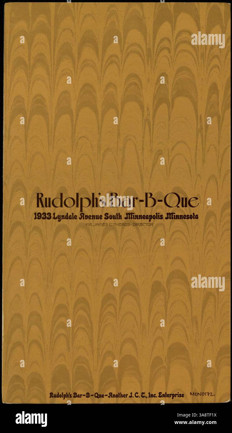 This vintage menu from Rudolph's Bar-B-Que offers a rich selection of ...