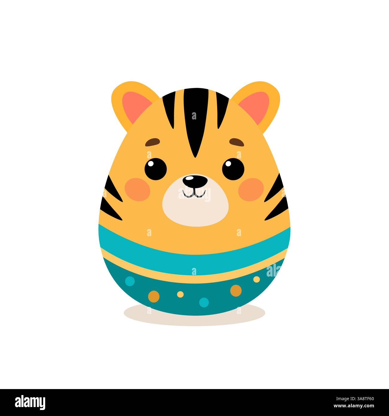 Easter egg. Cute tiger in the shape of Easter egg, cartoon illustration ...