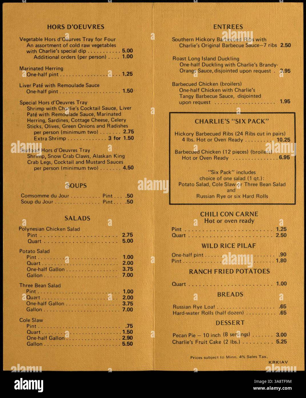 This 1974 charlies cafe exceptionale menu hi-res stock photography and ...