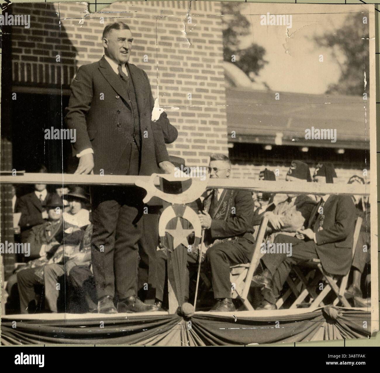 Governor Preus speaks during the cornerstone laying ceremony for ...