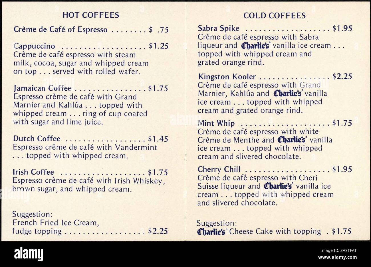 This 1978 Springtime Summertime menu from Charlie's Cafe Exceptionale ...