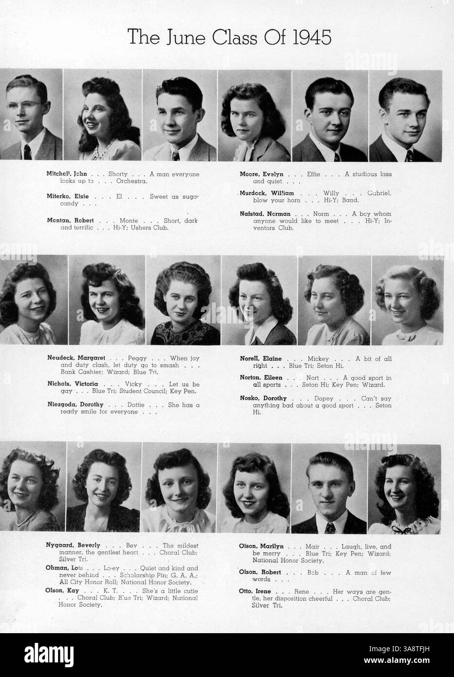 The 1945 edition of the 'Wizard' yearbook from Edison High School ...