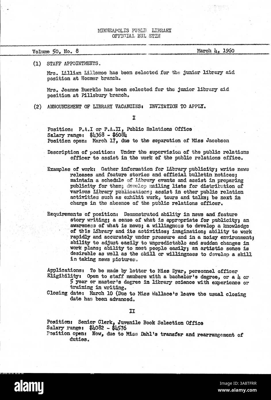 The 1960 weekly bulletin for Minneapolis Public Library employees ...