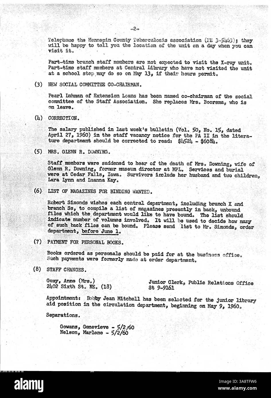 The 1960 bulletin for Minneapolis Public Library employees delivers key ...