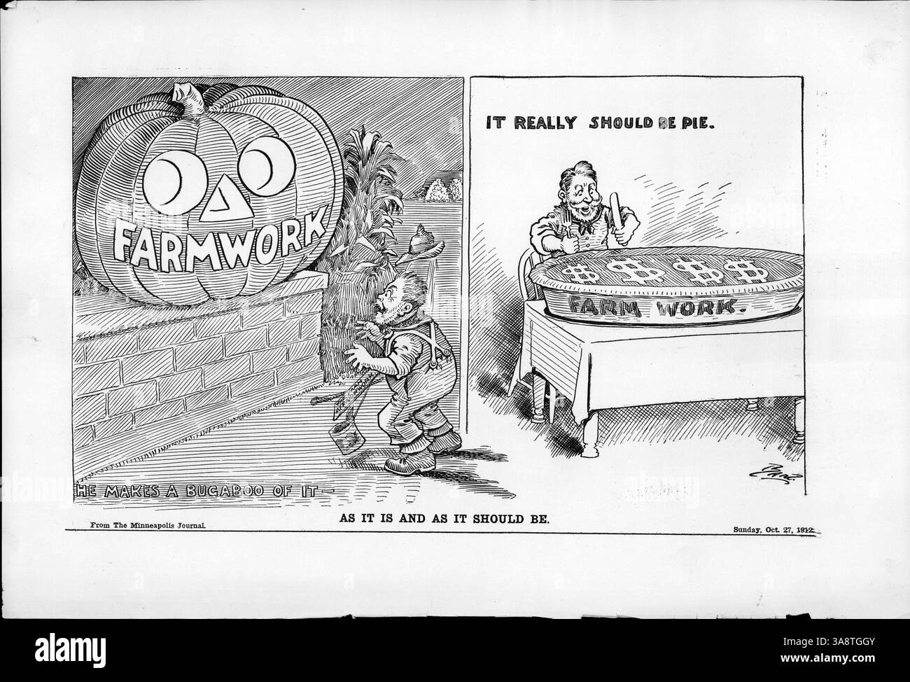 Reflecting the perception of farm labor and its rewards hi-res stock ...