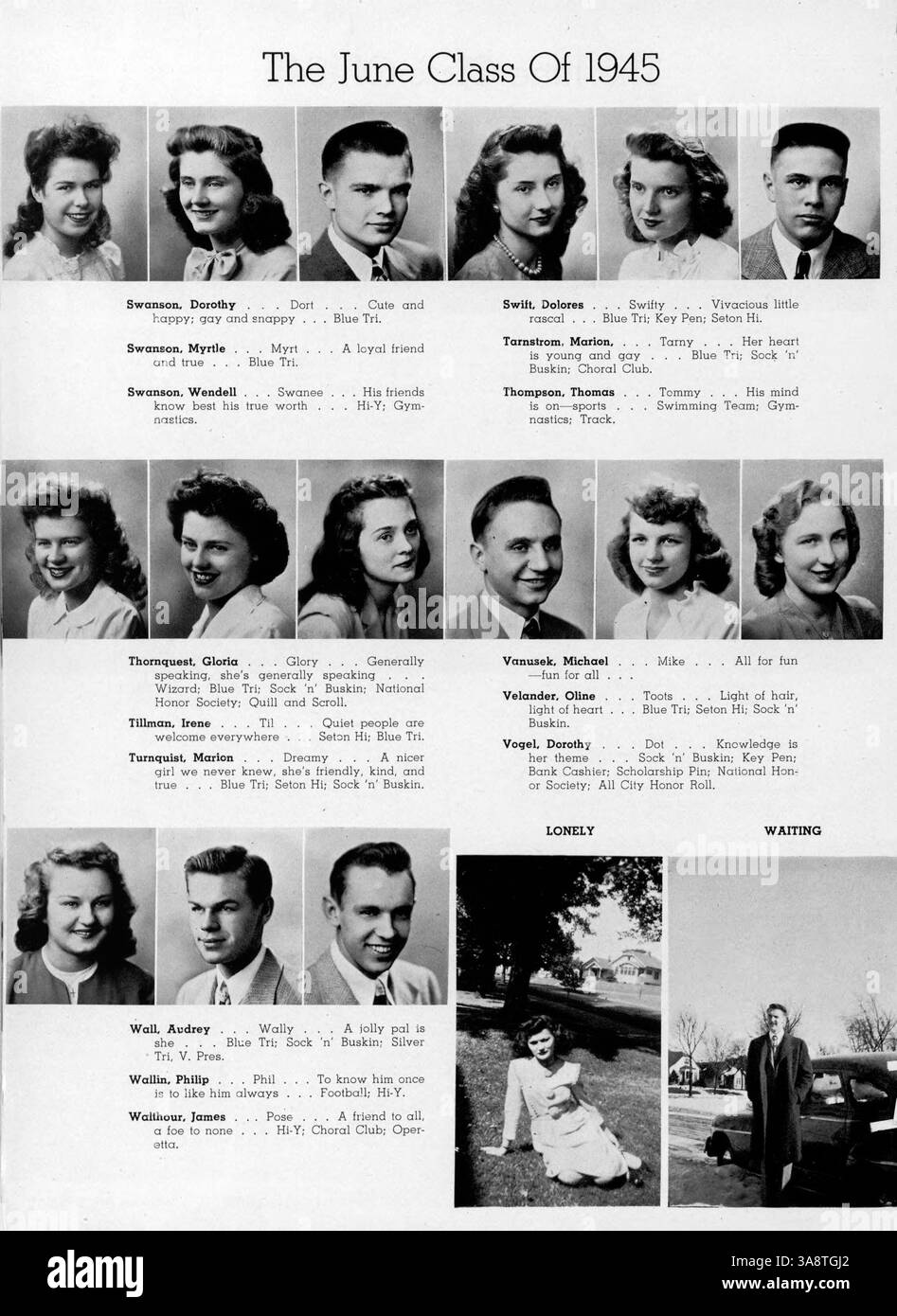 The 1945 'Wizard' yearbook from Edison High School highlights the major ...