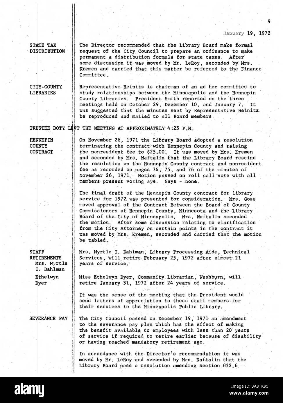 The 1972 minutes of the Minneapolis Public Library Board of Directors ...