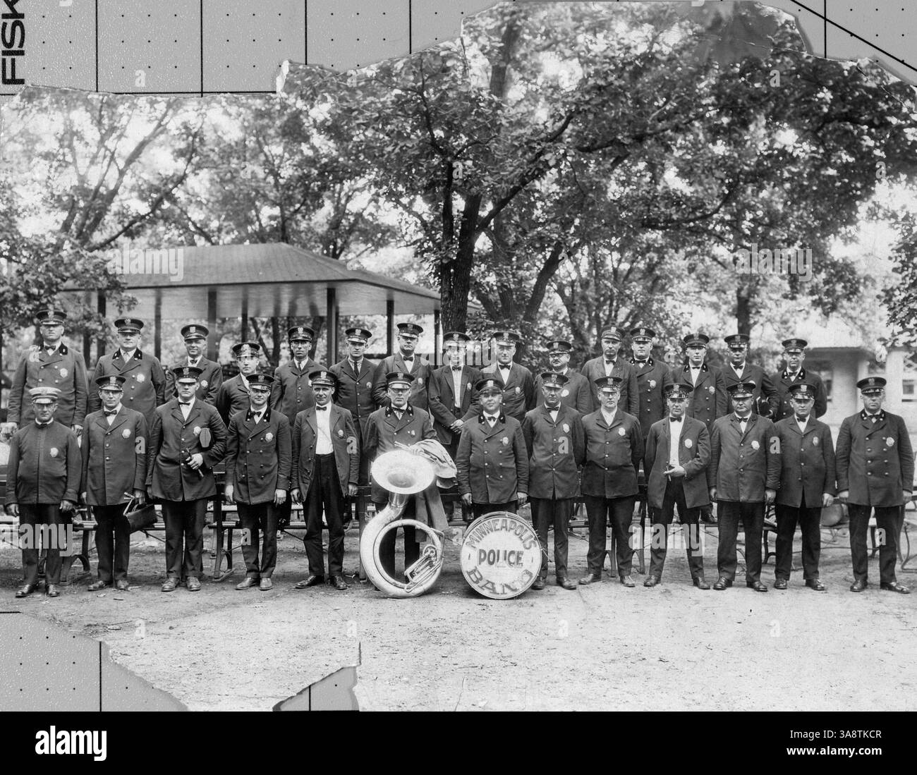 The Minneapolis Police Band is shown performing at Minnehaha Park ...
