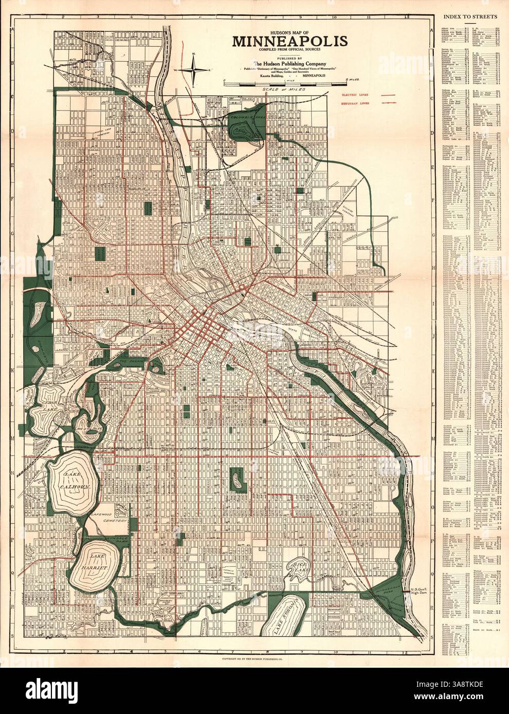 Hudson's Map of Minneapolis is a detailed map showcasing the city's ...