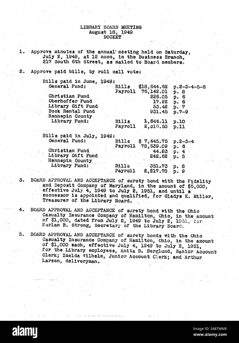 This set of 1949 minutes documents the minneapolis public librar hi-res ...