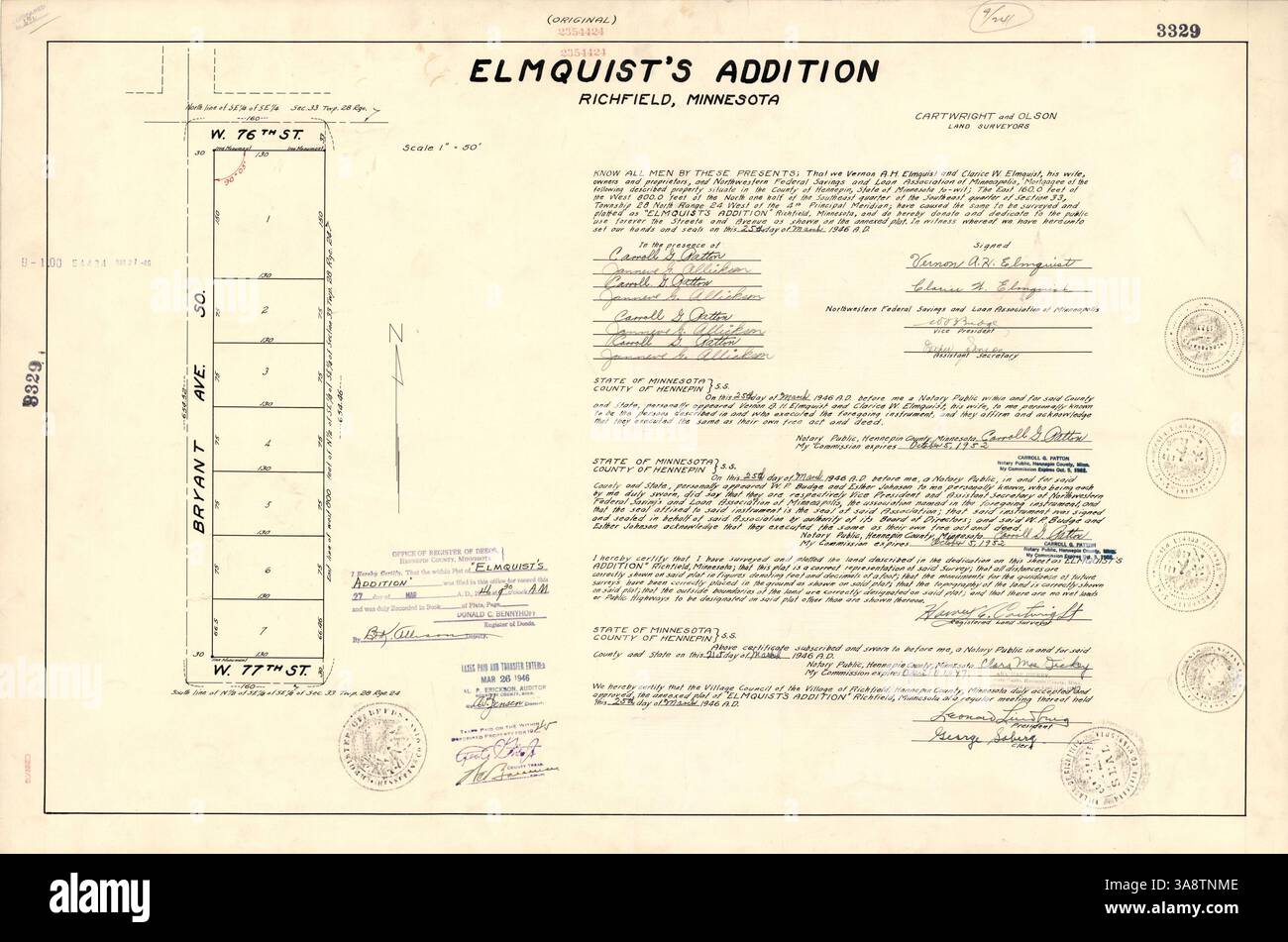 Elmquist's Addition in Richfield, as recorded in Hennepin County ...