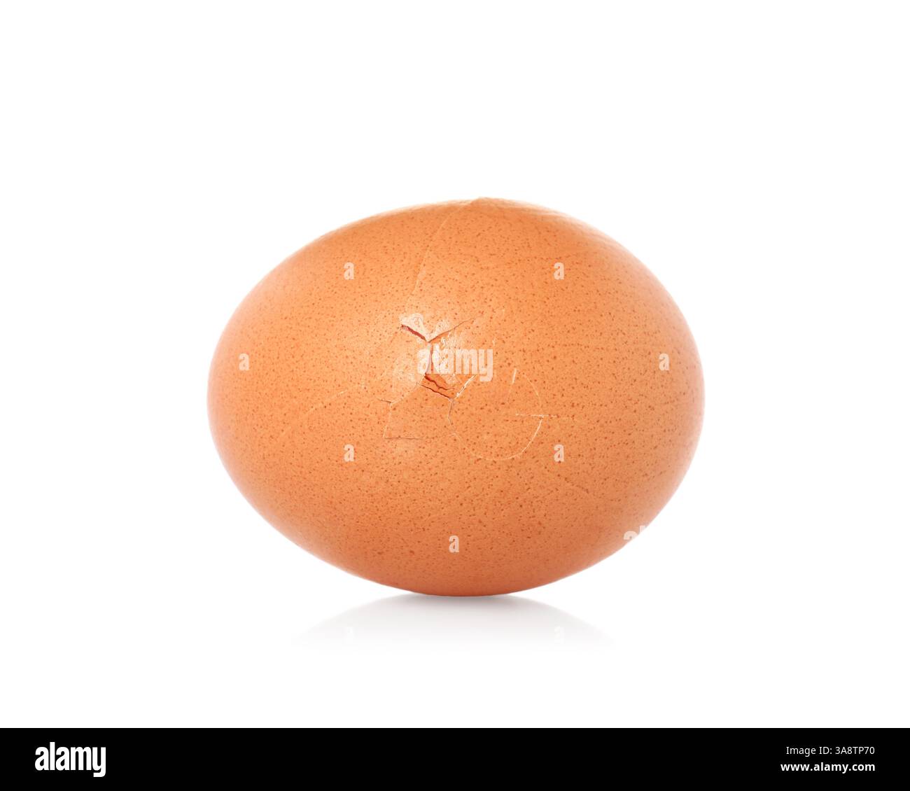 One piece of broken eggshell on mirror surface against white background ...