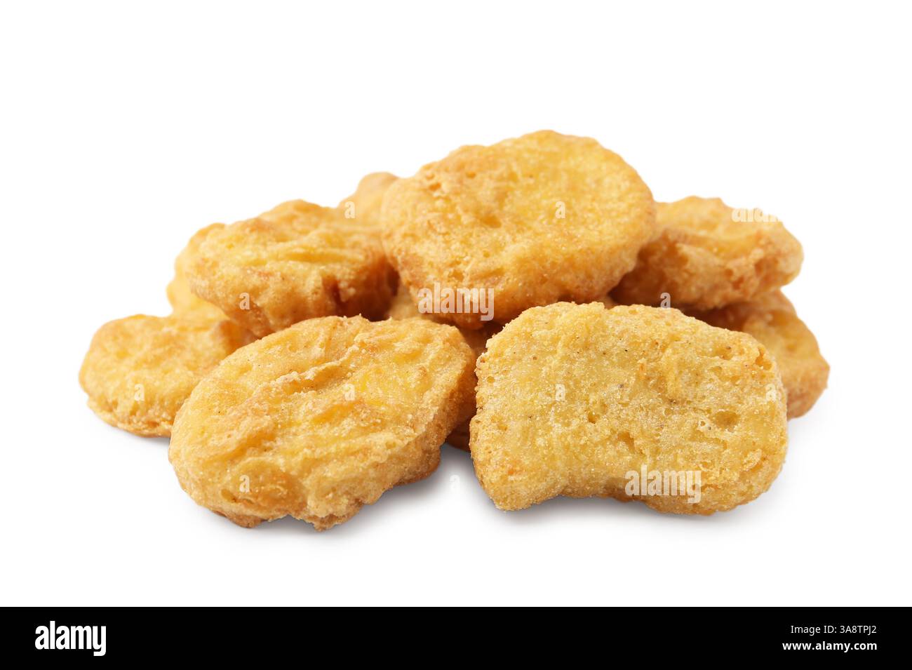 Many tasty chicken nuggets isolated on white Stock Photo - Alamy