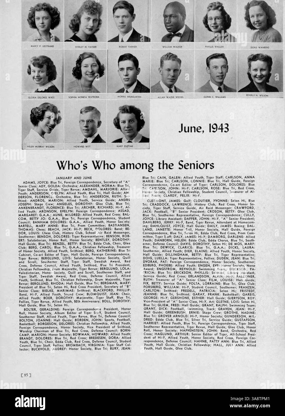 The 1943 edition of the South High School Yearbook, 'Tiger On the March ...