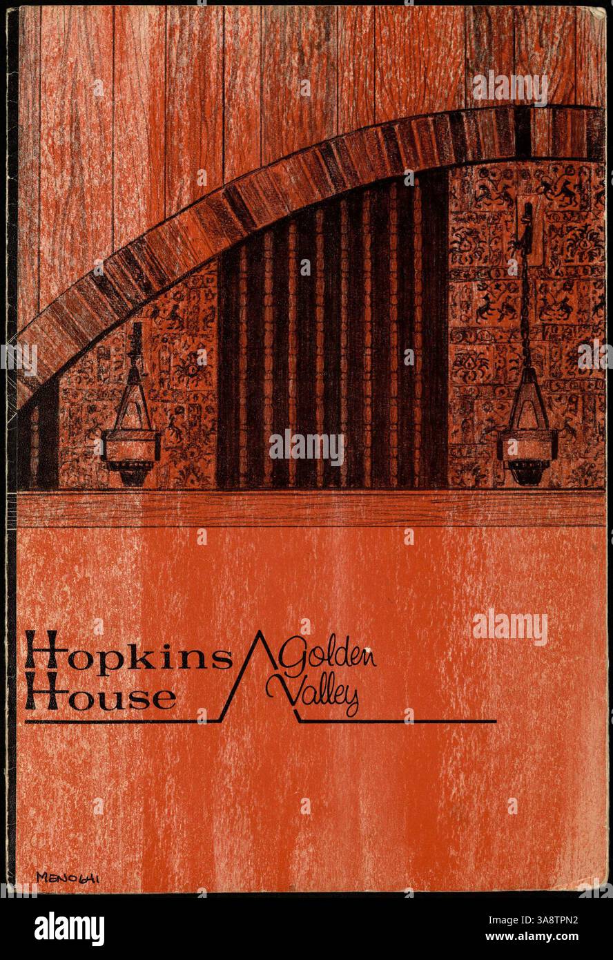 A tri-fold menu from Hopkins House Golden Valley featuring a red and ...