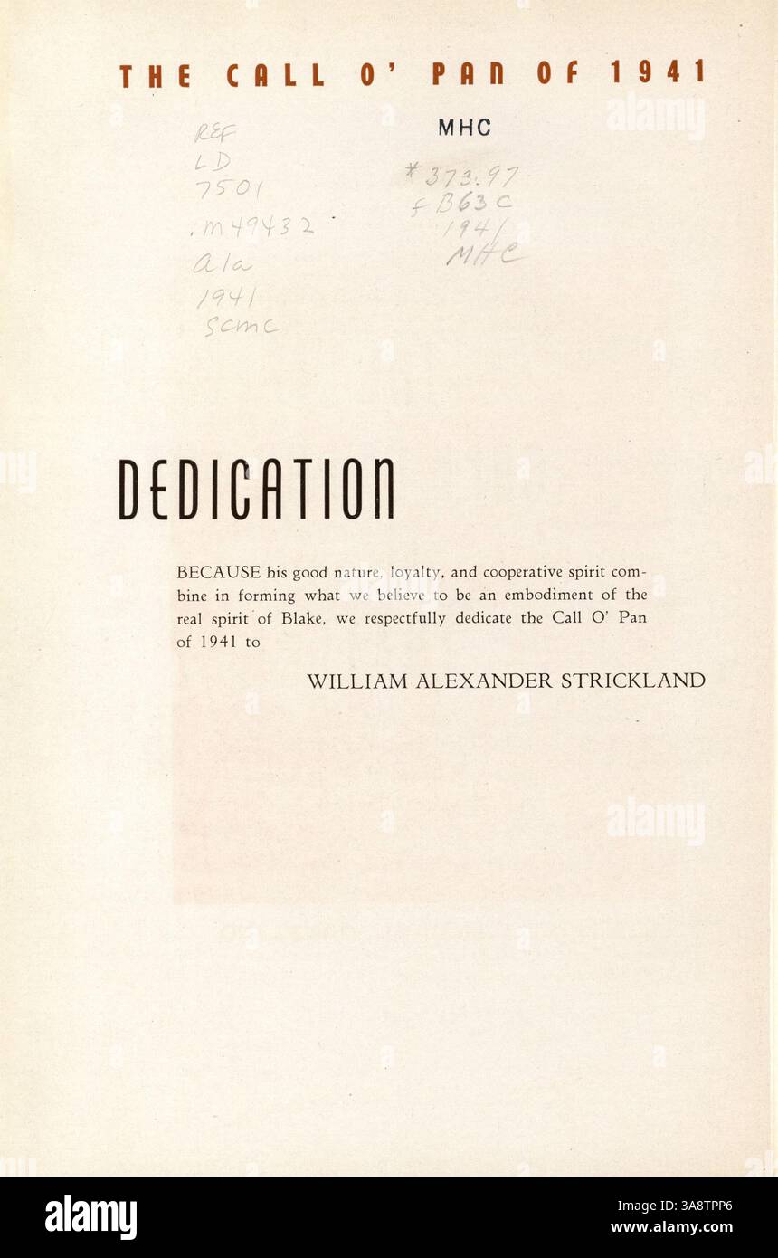 The 1941 edition of Blake High School's 'Call-O'-Pan' yearbook provides ...