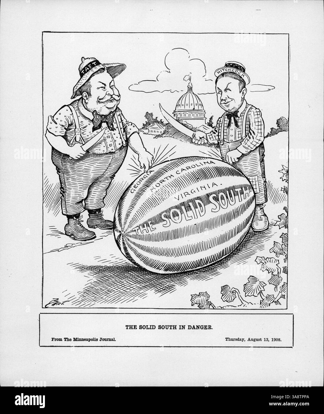 This political cartoon depicts Taft and Hitchcock preparing to split ...