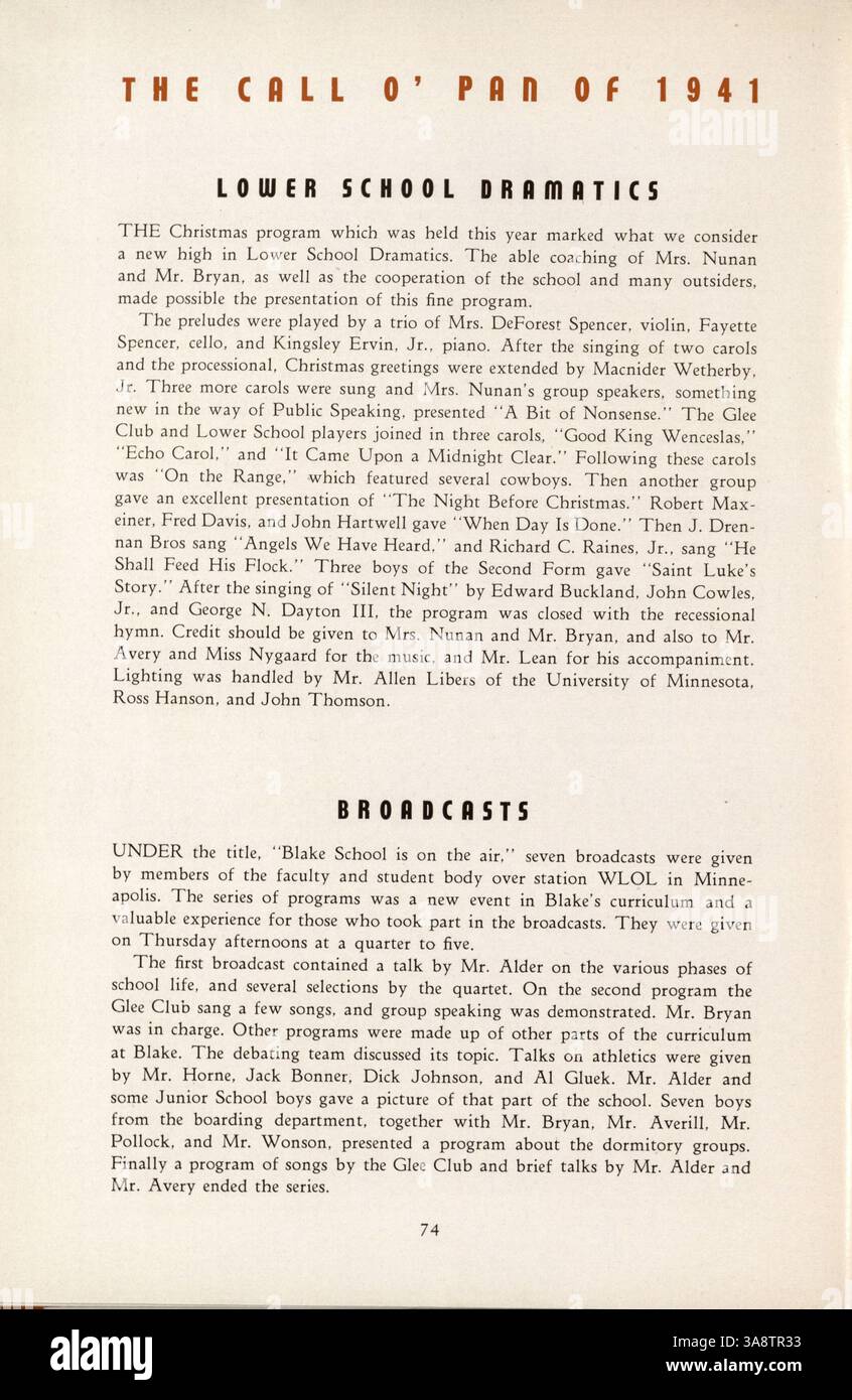 The 1941 edition of Blake High School’s 'Call-O'-Pan' yearbook ...