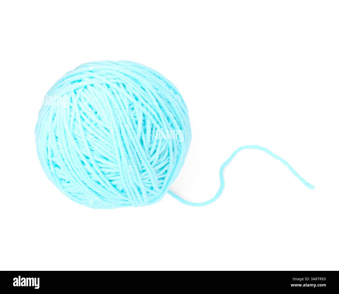 Ball of light blue yarn isolated on white, top view Stock Photo - Alamy