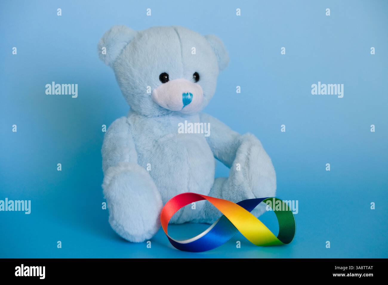 Autism acceptance month, Autism awareness day concept. Toy teddy bear ...
