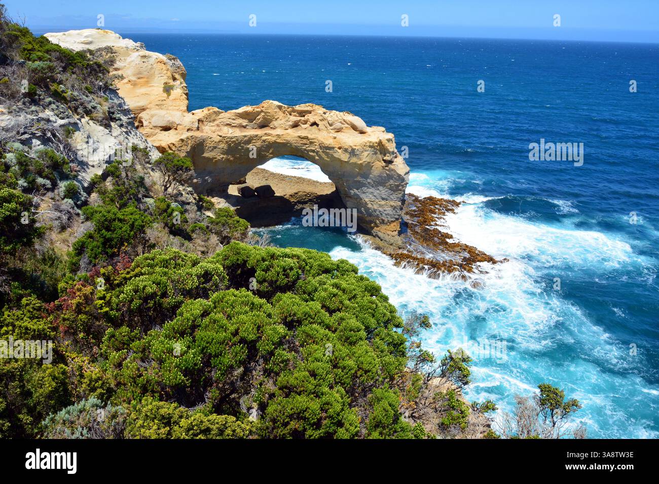 View of the Arch rock formation along the Great Ocean Road in Victoria ...