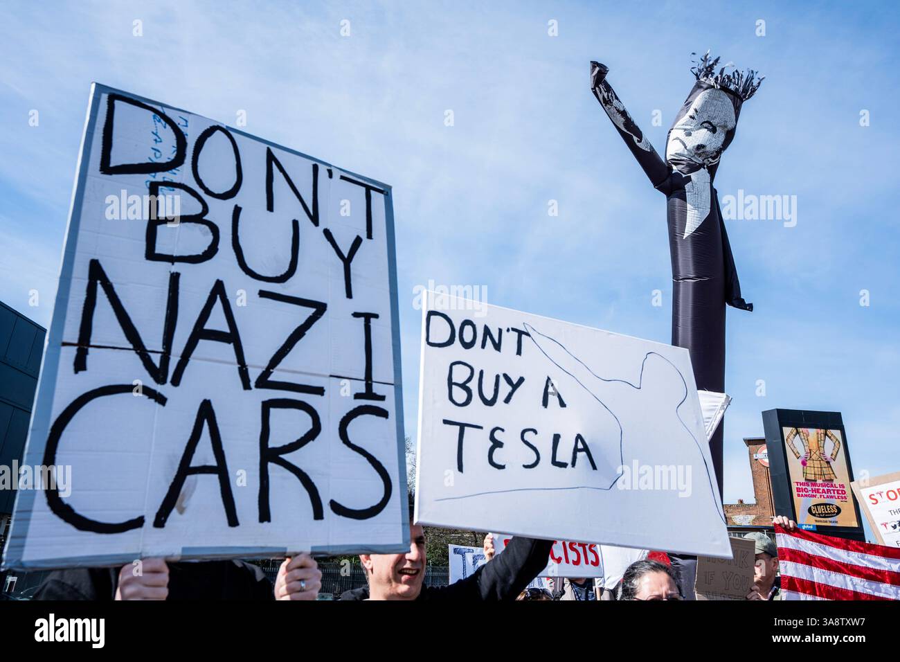London, England, UK. (29th March/2025) Anti-Musk demonstrators gathered ...