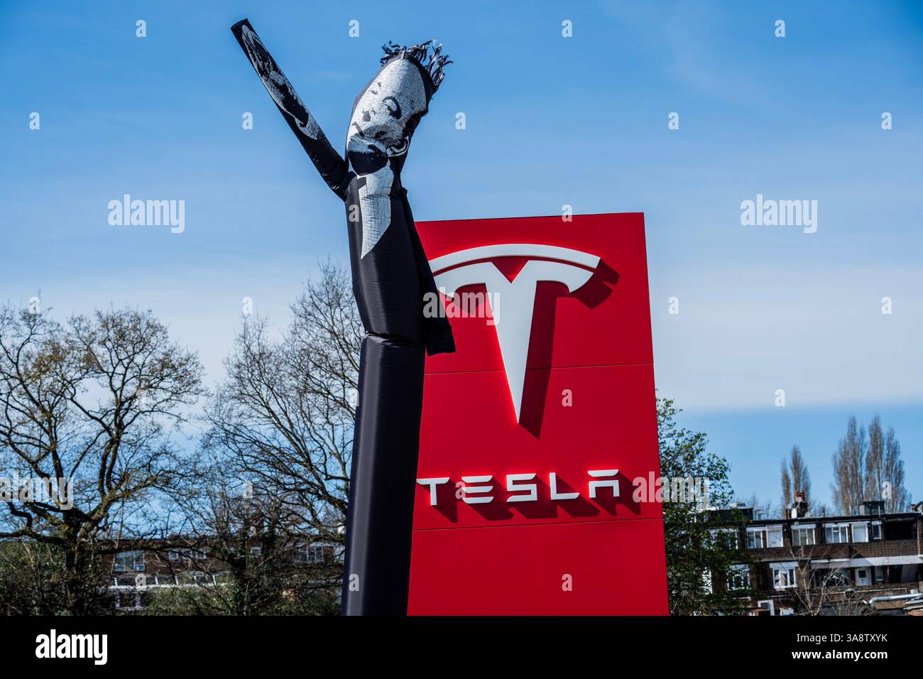 London, England, UK. (29th March/2025) Anti-Musk demonstrators gathered ...
