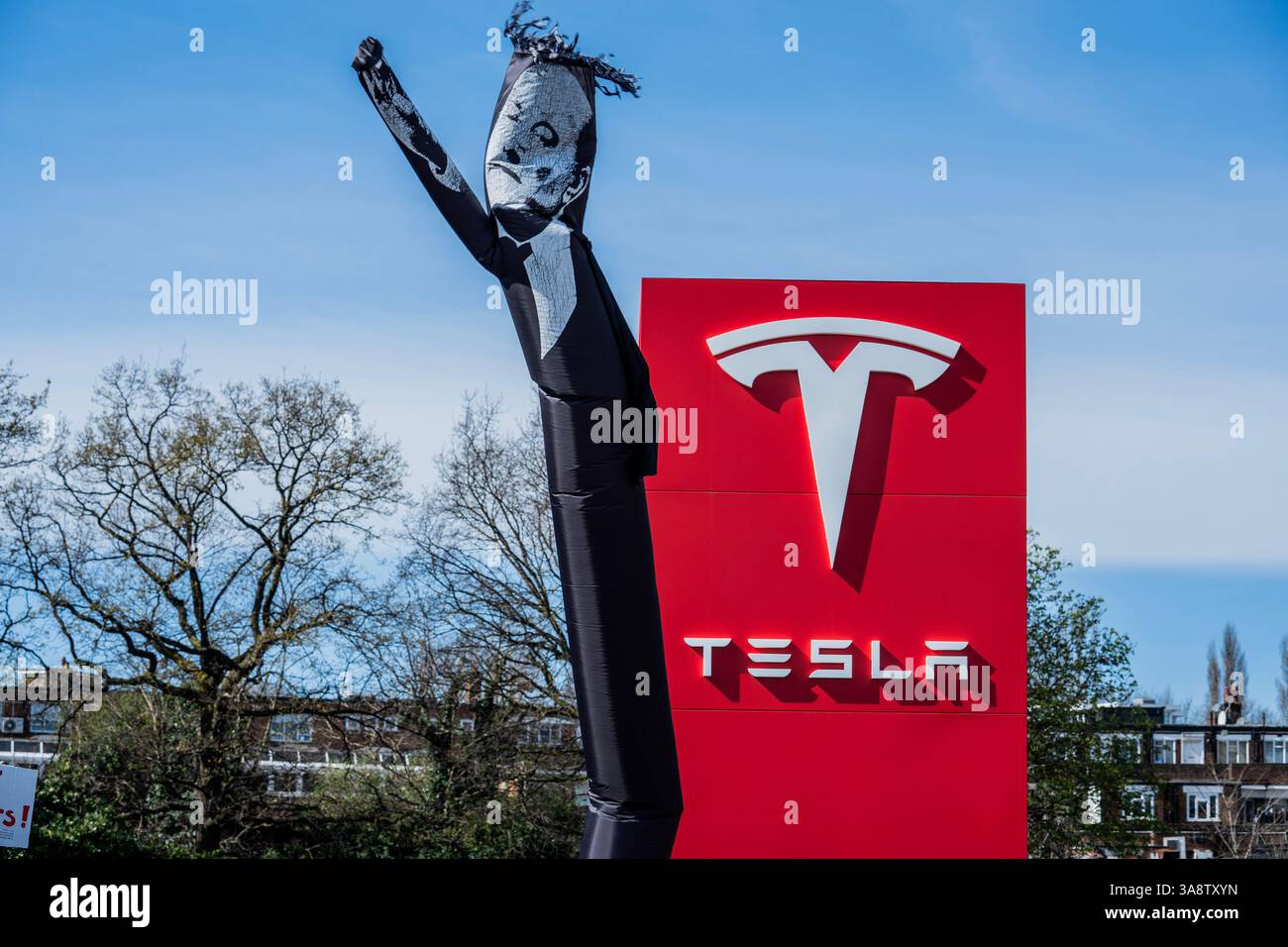 London, England, UK. (29th March/2025) Anti-Musk demonstrators gathered ...
