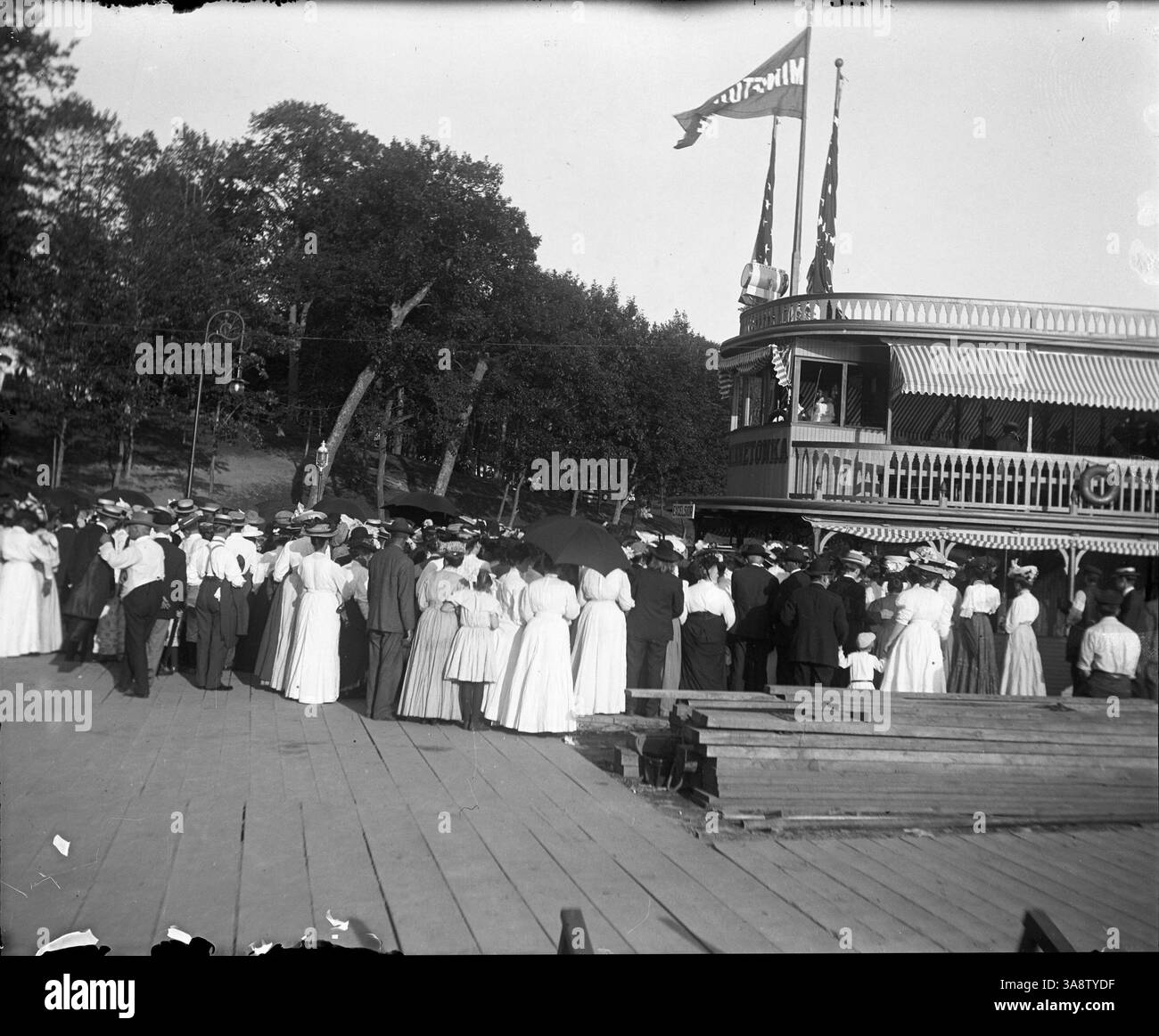 The Ferry Steamer 'Minnetonka' is seen docked at Big Island, with its ...