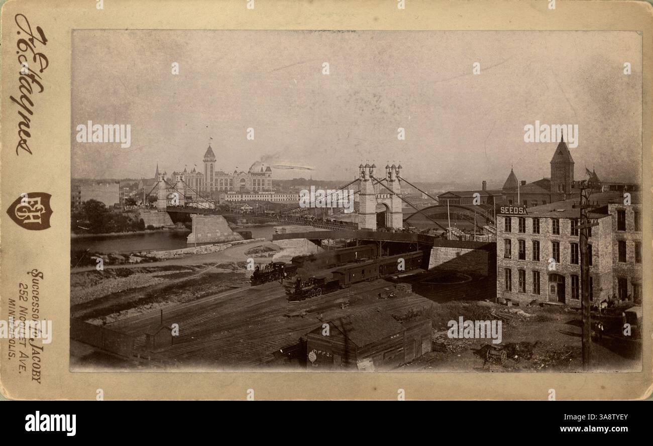 This photo shows the second Hennepin Avenue Suspension Bridge during ...