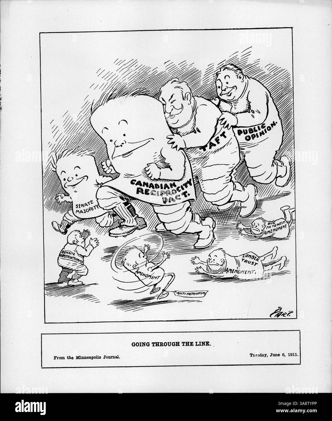 This political cartoon portrays president taft and the canadian hi-res ...