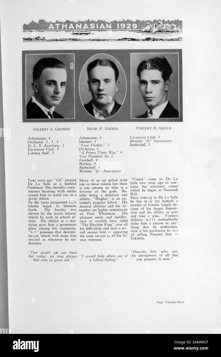 Yearbook from de la salle highlights the 1928 1929 school year hi-res stock photography and ...