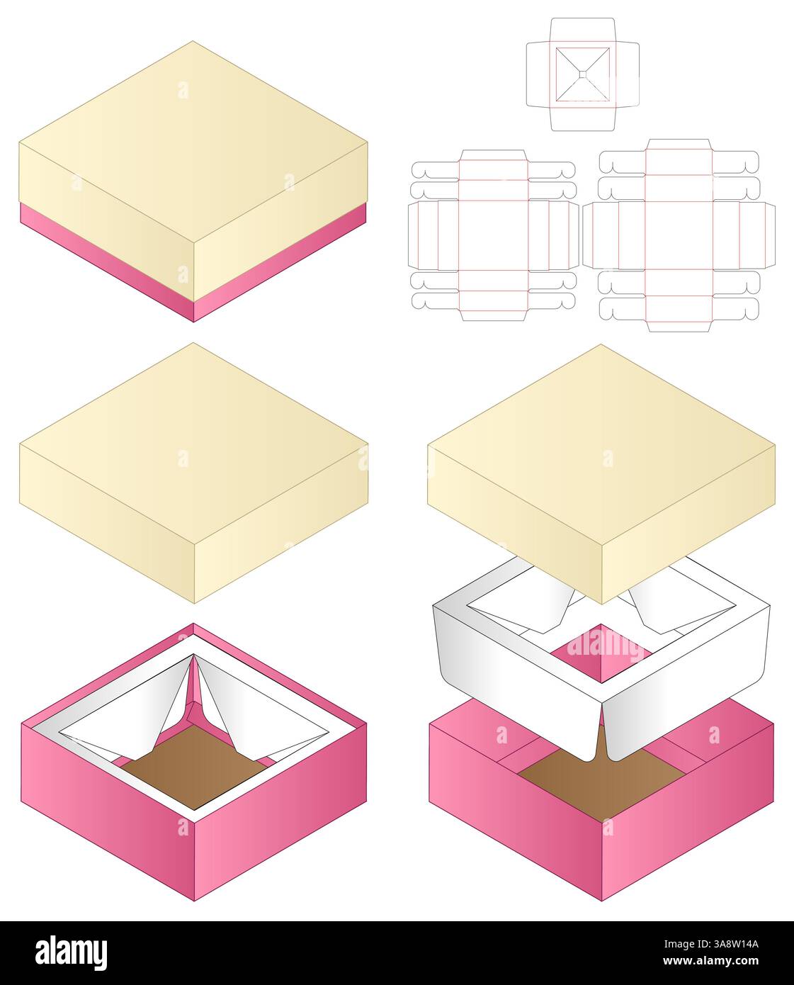 Box packaging die cut template design. 3d mock-up Stock Vector Image ...