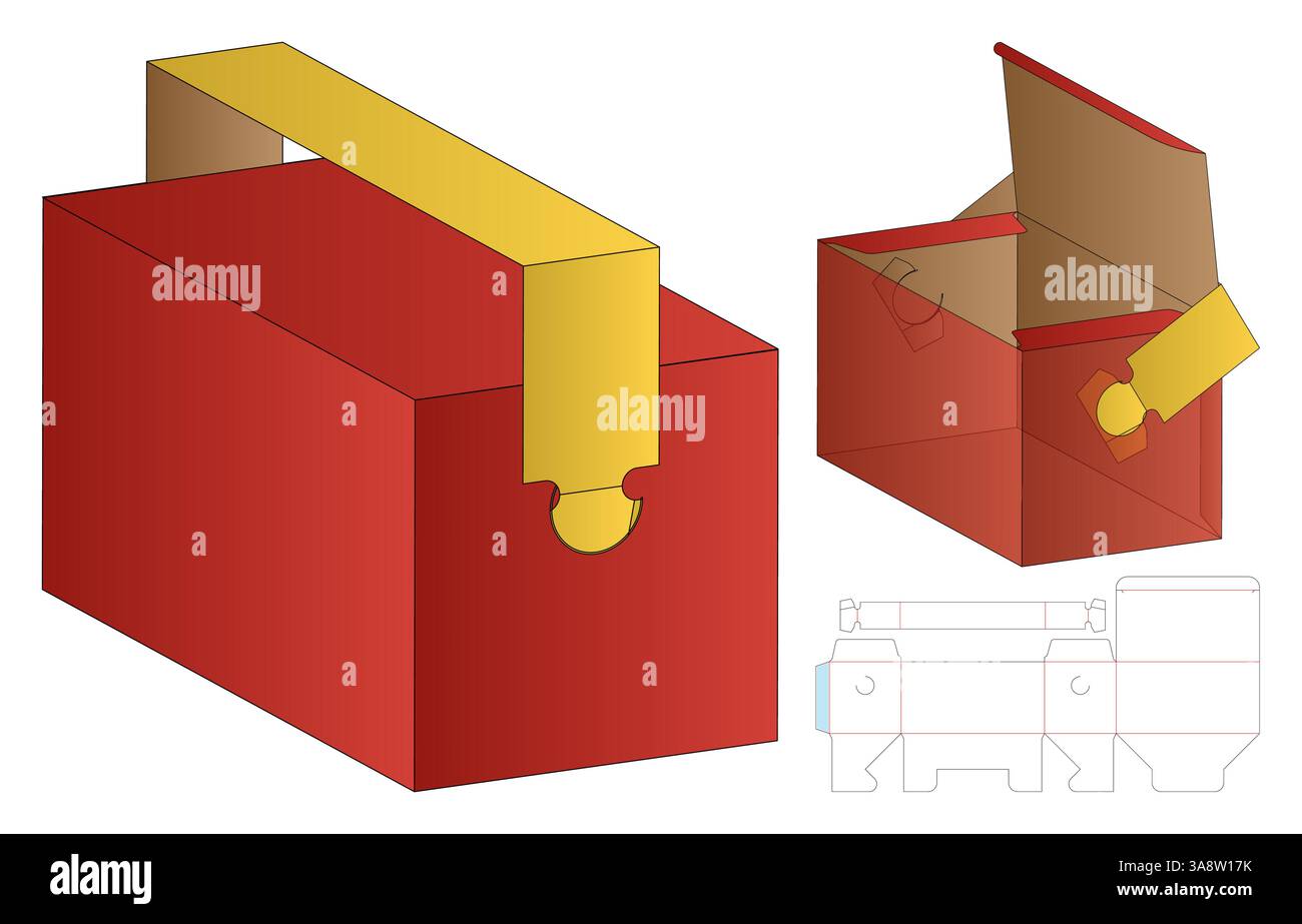 Box packaging die cut template design. 3d mock-up Stock Vector Image ...