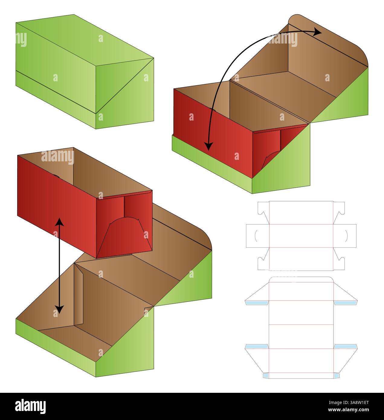 Box packaging die cut template design. 3d mock-up Stock Vector Image ...