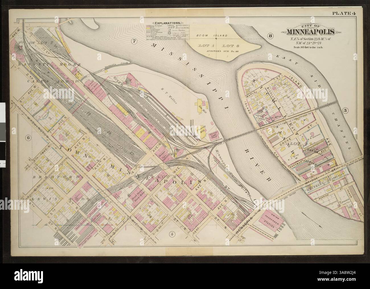 A detailed atlas of Minneapolis that includes surveys and plats drawn ...