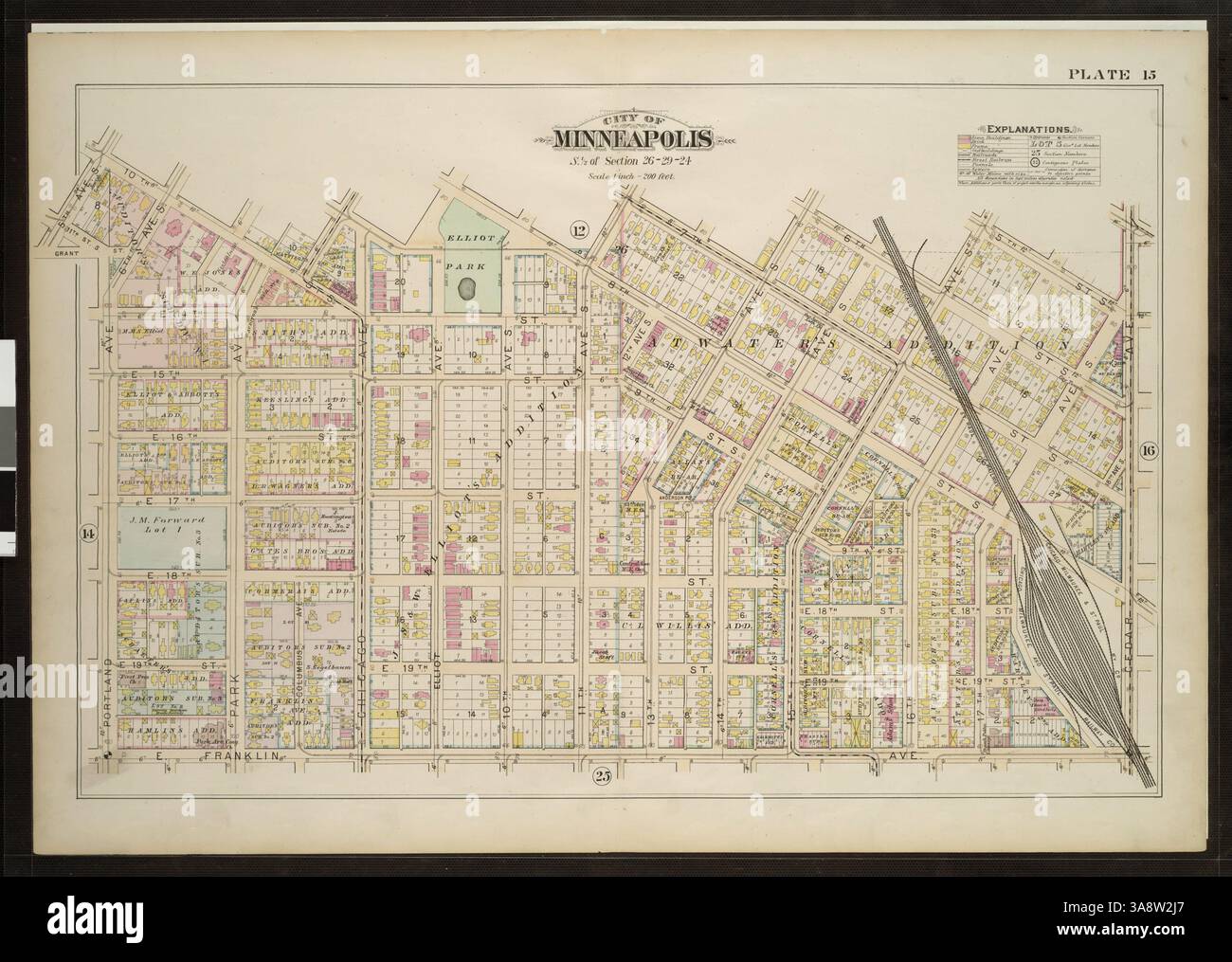 This detailed atlas includes plats and surveys of Minneapolis ...